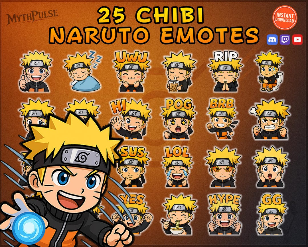 25 emotes chibi de Naruto em PNG – Twitch/Discord/YouTube (Download ...