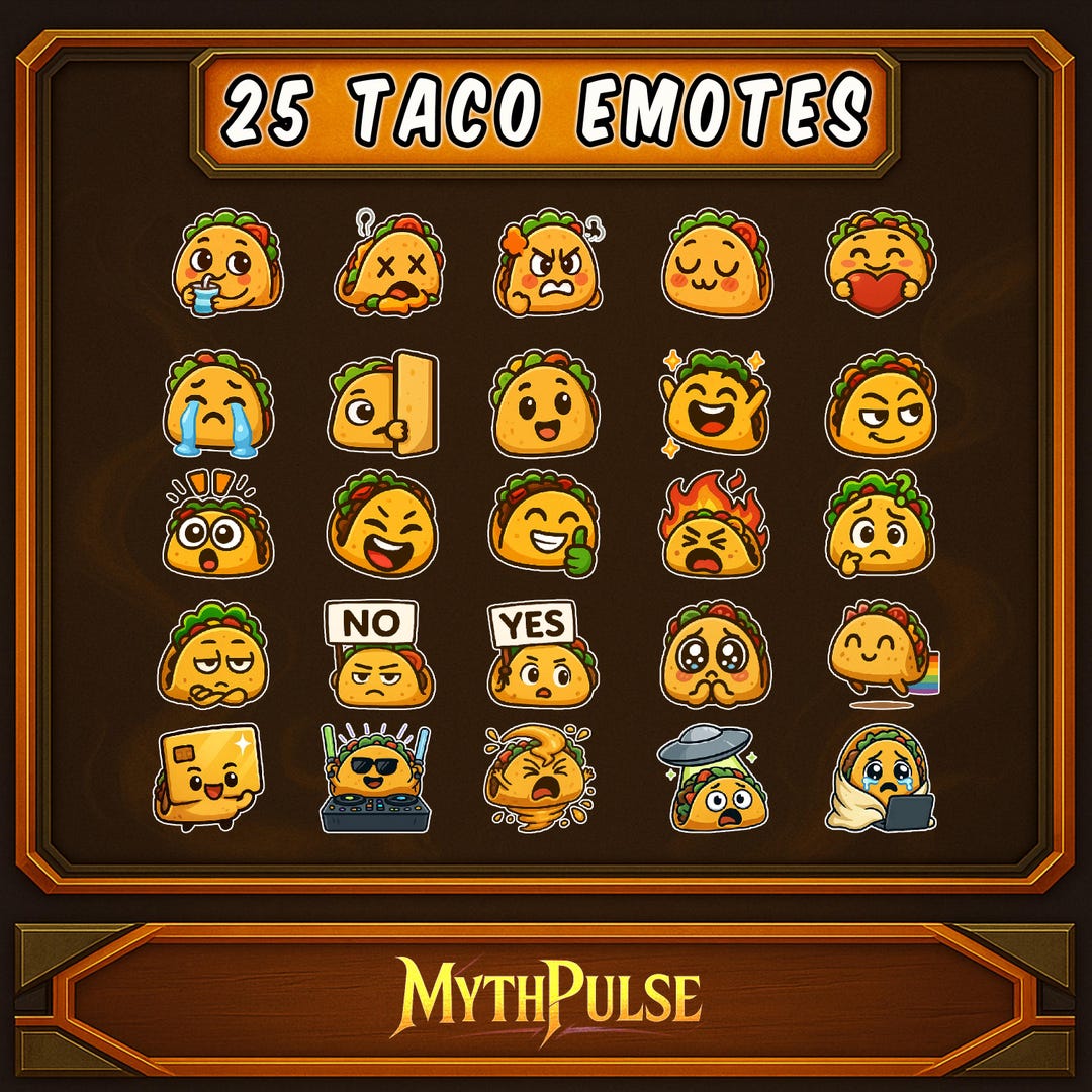 25 Taco Chibi Emotes for Twitch & Discord – Funny Cute Mexican Food ...