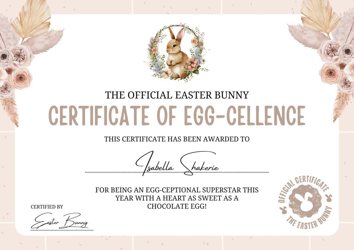Certificate of Egg-cellence Award – Funny Printable Reward Certificate ...