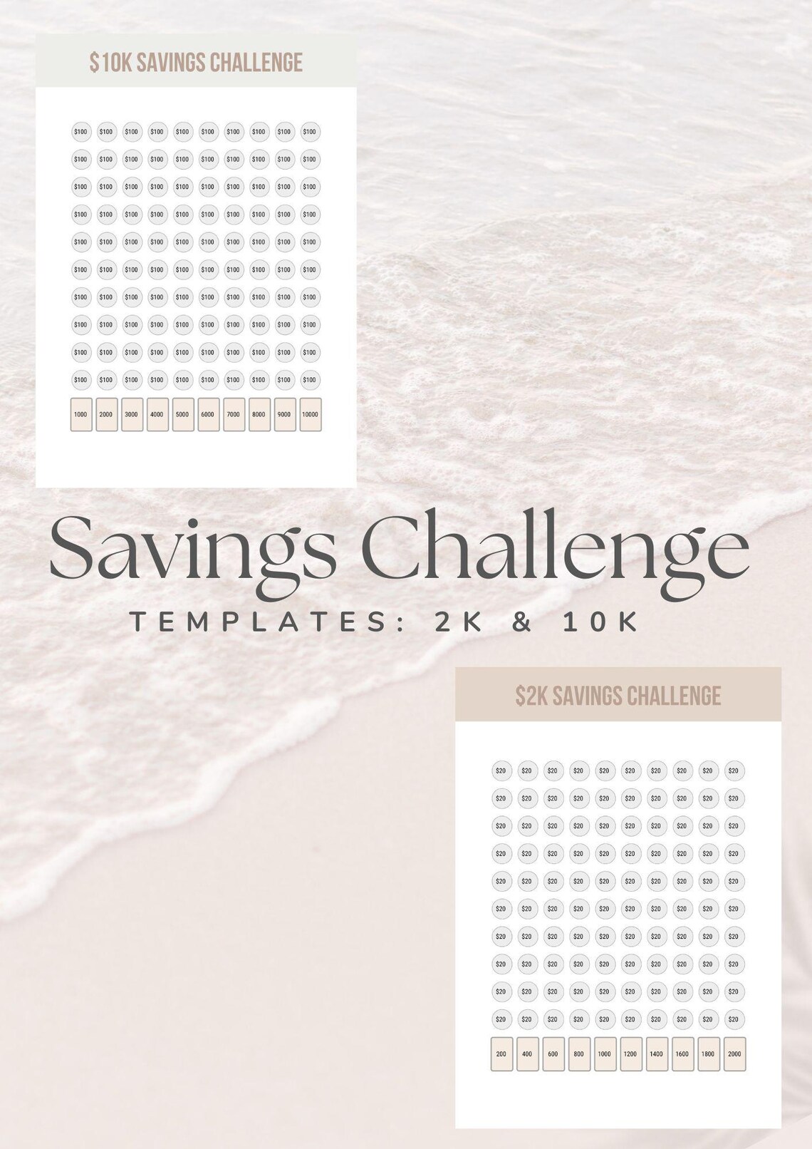 2K and 10K Savings Tracker Printable – Budget Savings Challenge PDF ...