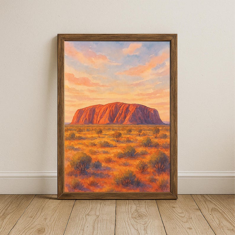 Printable Wall Art, Uluru Australia, Sacred Landscape, Red Desert ...