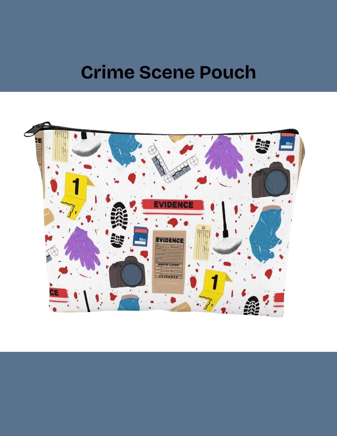 Crime Scene Themed Pouch – Forensic Pattern Zipper Bag, Evidence Bag ...