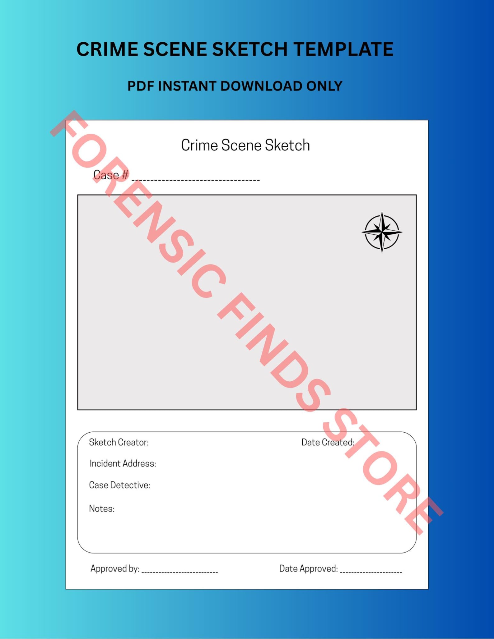 Printable Crime Scene Sketch Template: Forensic Diagram (digital ...