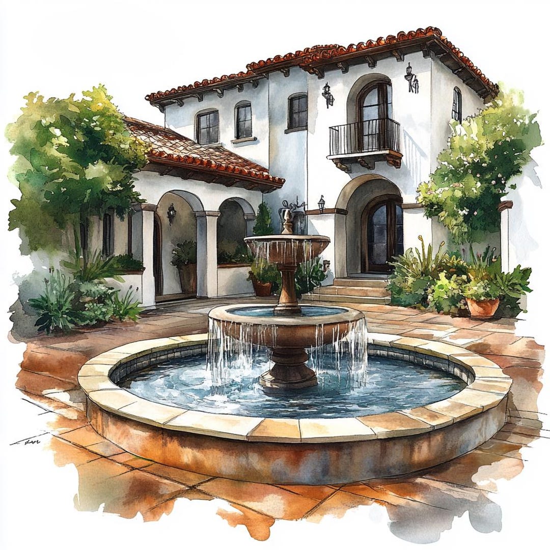 10 Cloister Fountains Clipart, 10 High Quality Jpgs, Digital Download ...