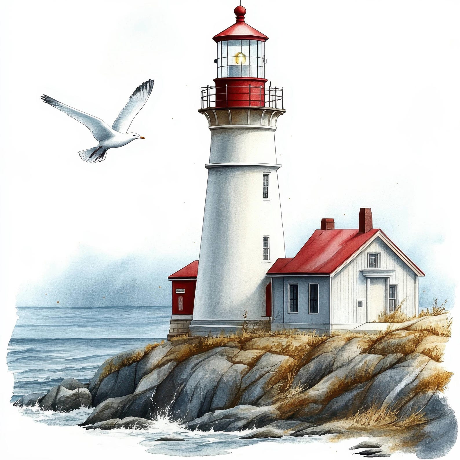 10 Lighthouse Clipart, Printable Watercolor Clipart, Scrapbooking ...