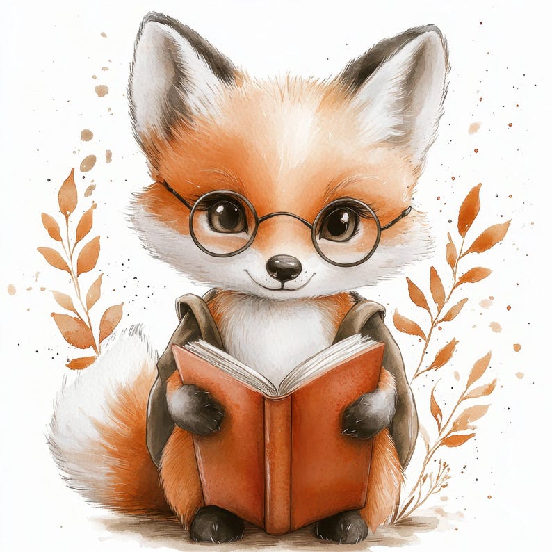 10 Baby Cute Fox Clipart, Watercolor Clipart, Baby Shower Clipart, Baby ...