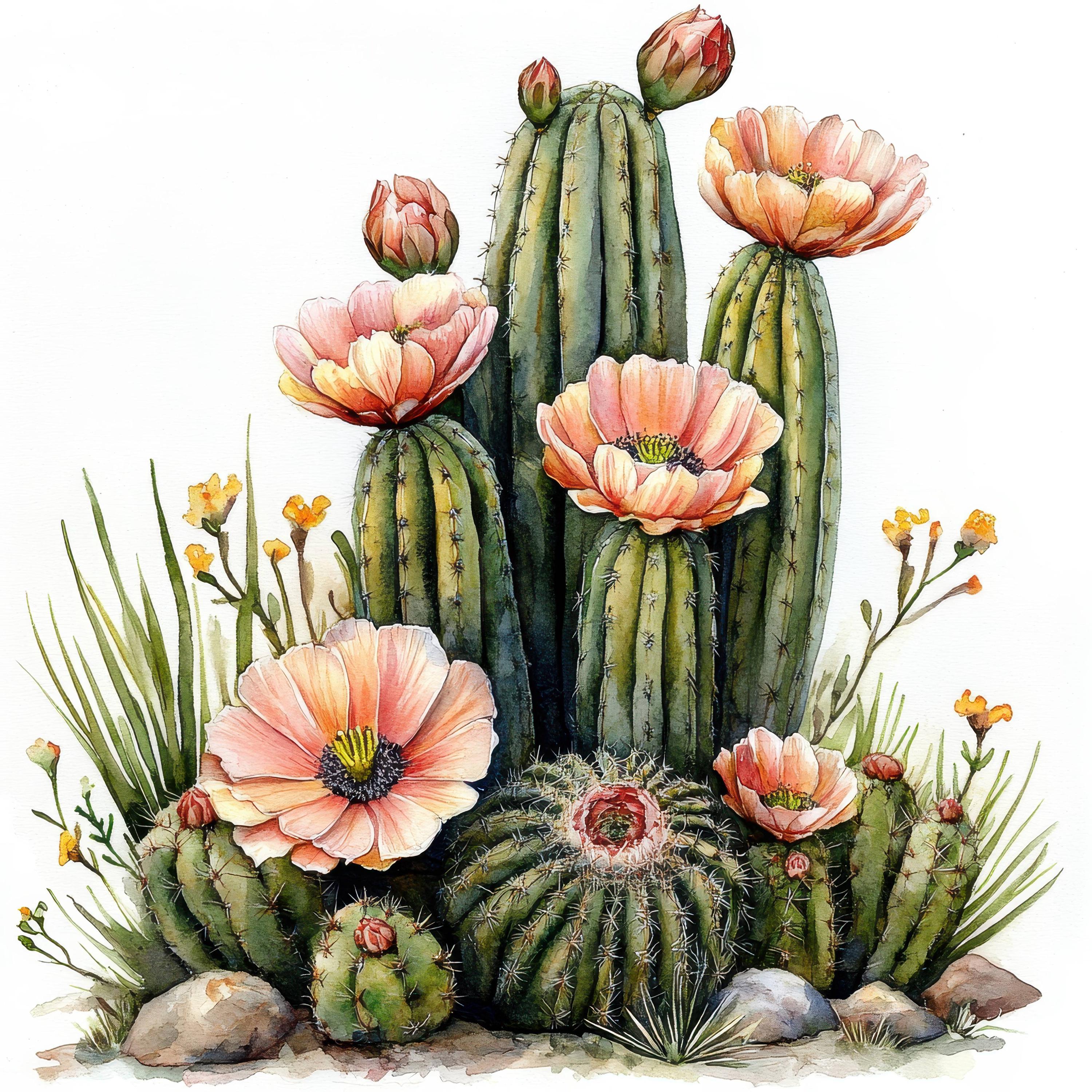 10 Cactus in Desert Clipart, 10 High Quality Jpgs, Digital Download ...