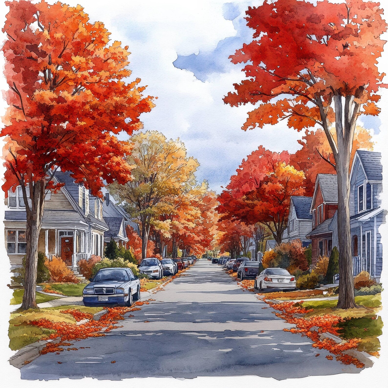 10 Autumn Street Clipart, 10 High Quality Jpgs, Digital Download, Paper ...