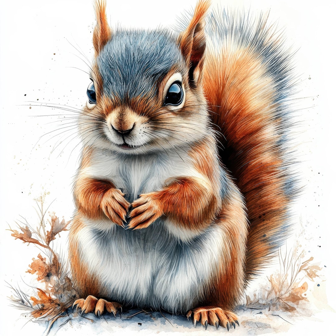10 Watercolor Squirrels Clipart, 10 High Quality Jpgs, Digital Download ...
