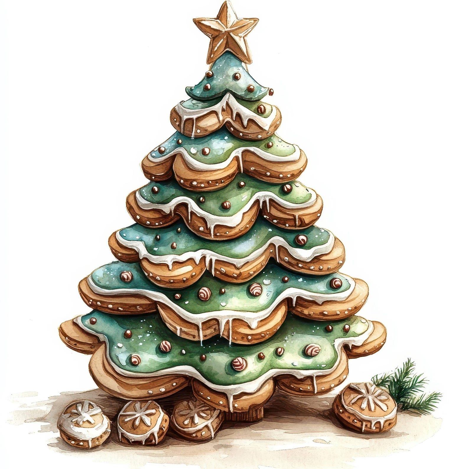 12 Christmas Gingerbread Tree Clipart, Gingerbread Tree, Paper Craft ...