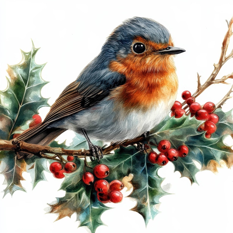 10 Christmas Robin Clipart, 10 High Quality Jpgs, Digital Download ...