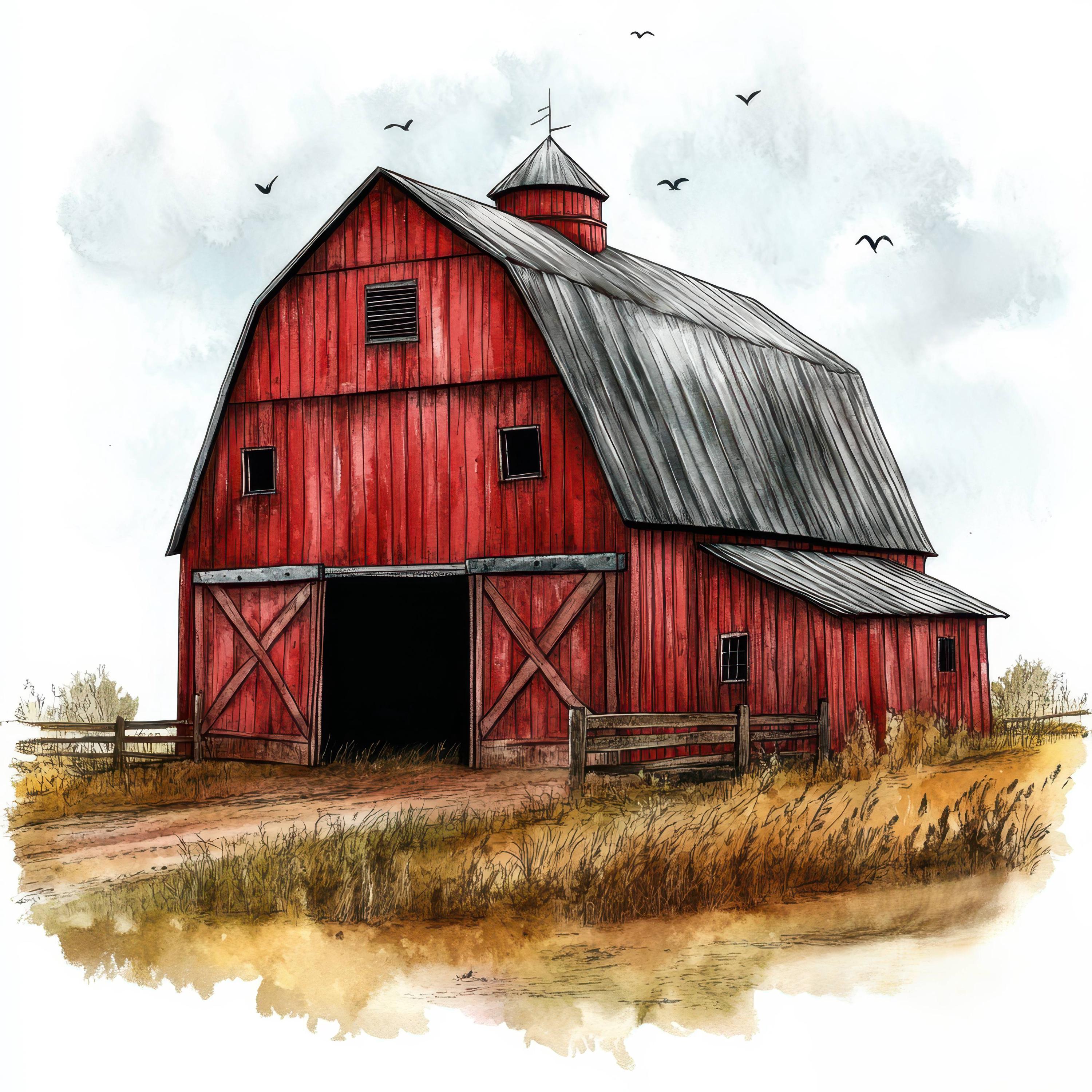 10 Old Barn Clipart, 10 High Quality Jpgs, Digital Download, Card ...