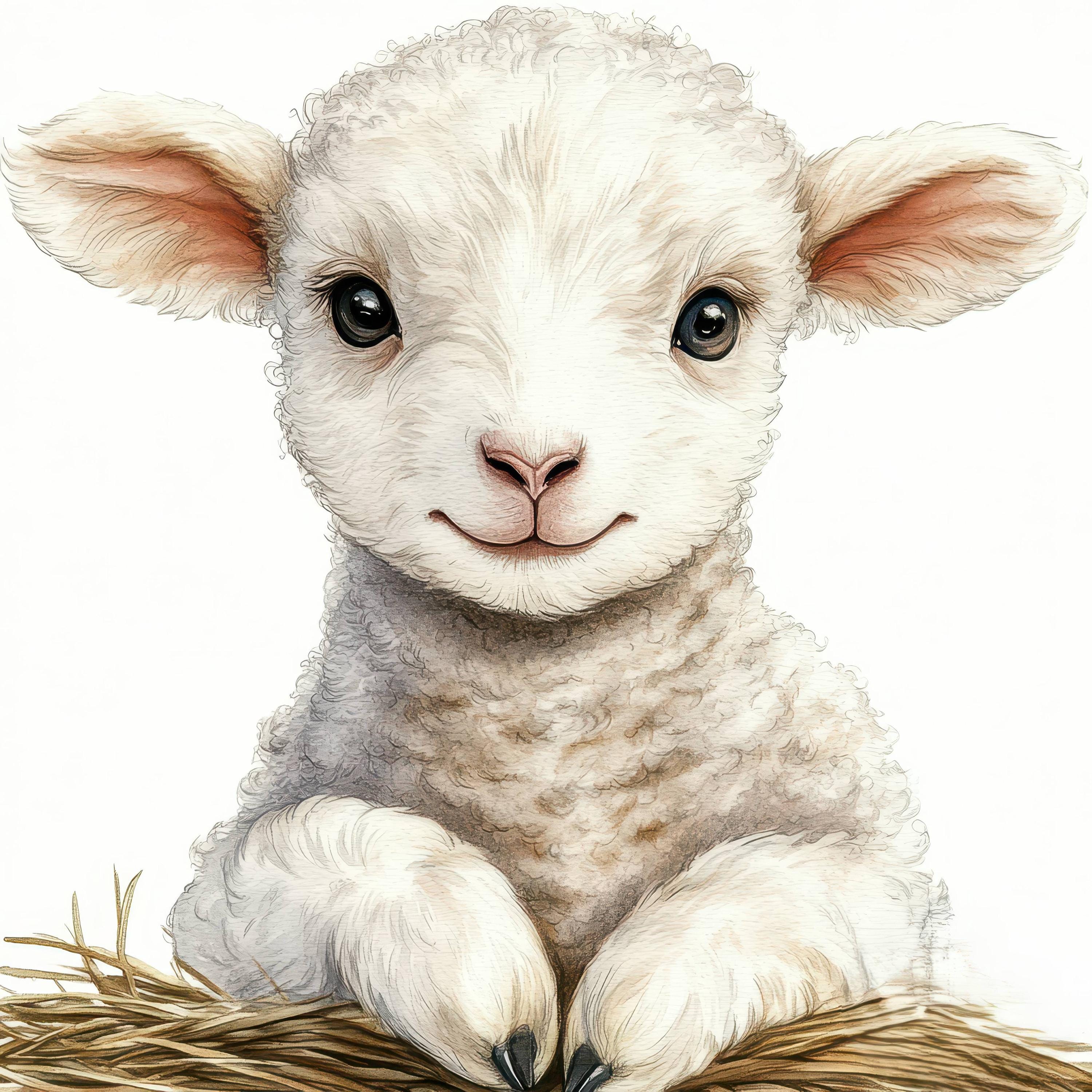 10 Cute Baby Lamb Clipart, Watercolor Sheep Clipart, Junk Journal ...