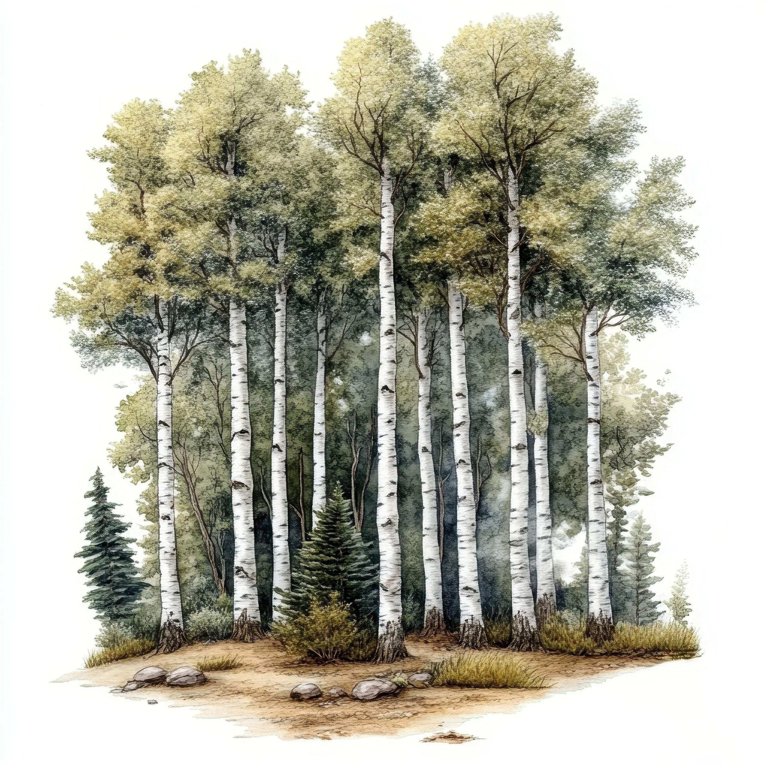 10 Forest Birch Trees Papers, 10 High Quality Jpgs, Digital Download ...