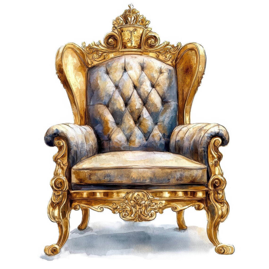 10 Golden Throne Clipart 2, Chair, High Quality Jpgs, Digital Download ...