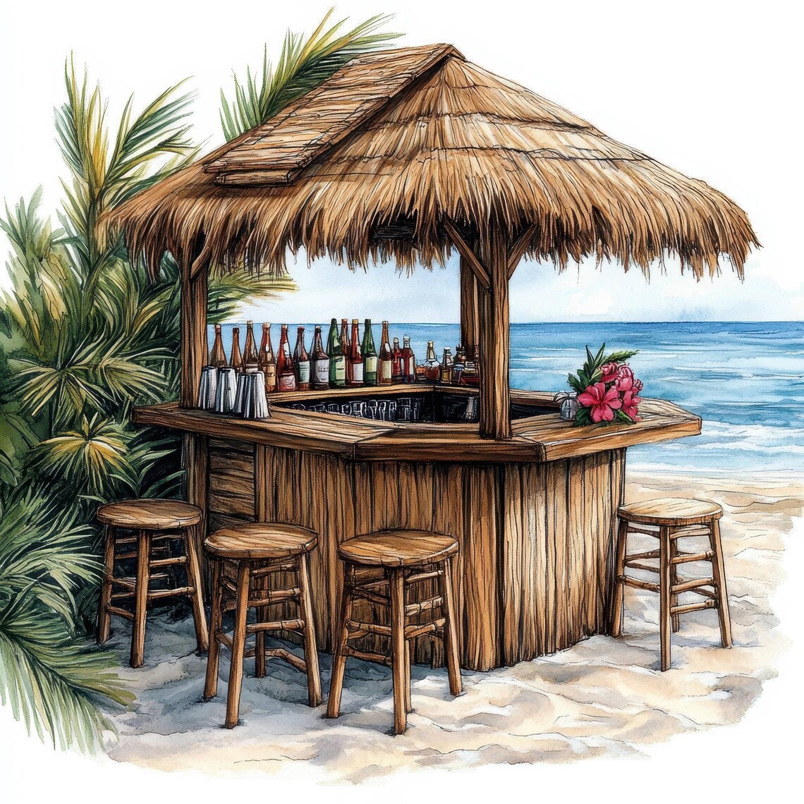 10 Tropical Bar Clipart, 10 High Quality Jpgs, Digital Download ...