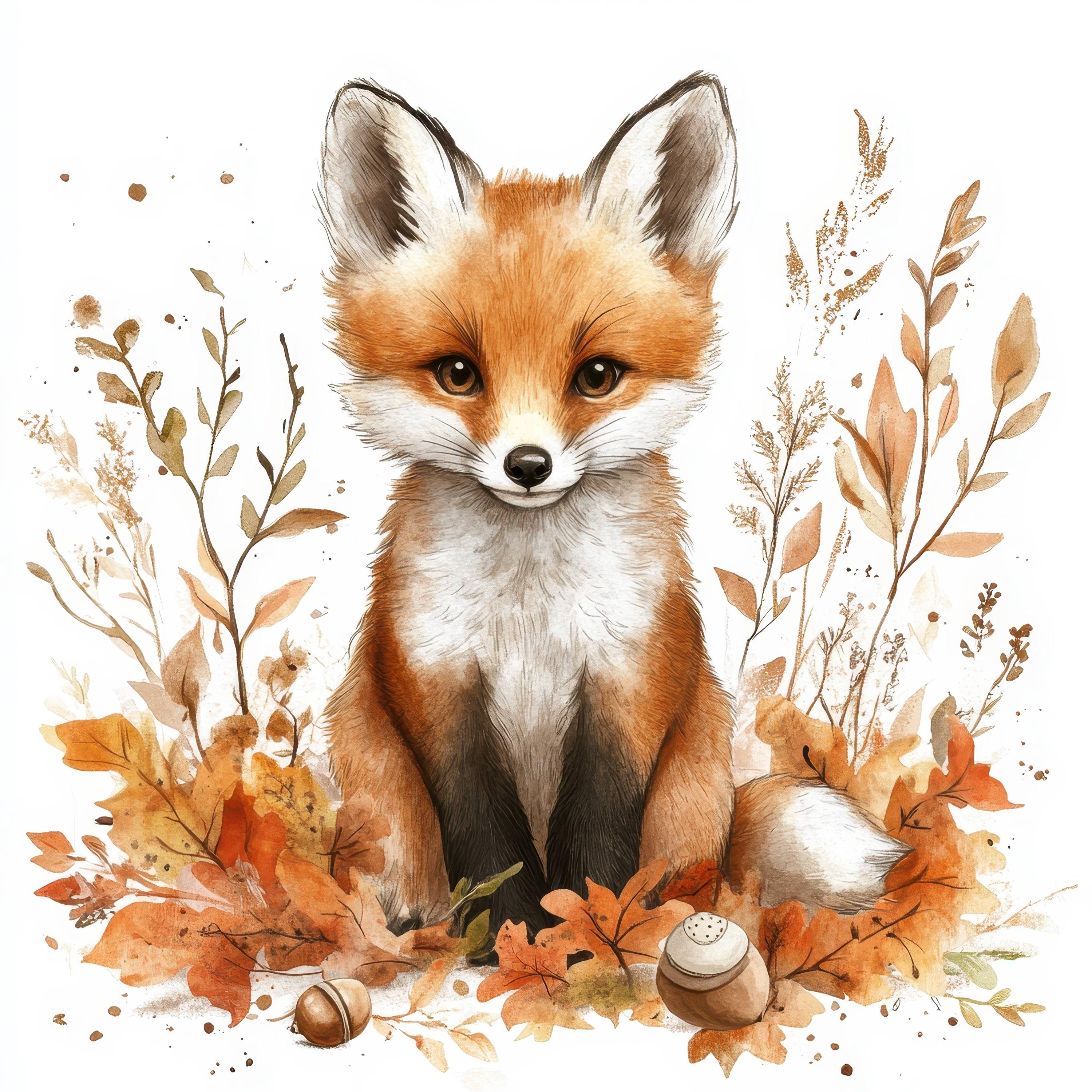 10 Baby Cute Fox Clipart, Watercolor Clipart, Baby Shower Clipart, Baby ...