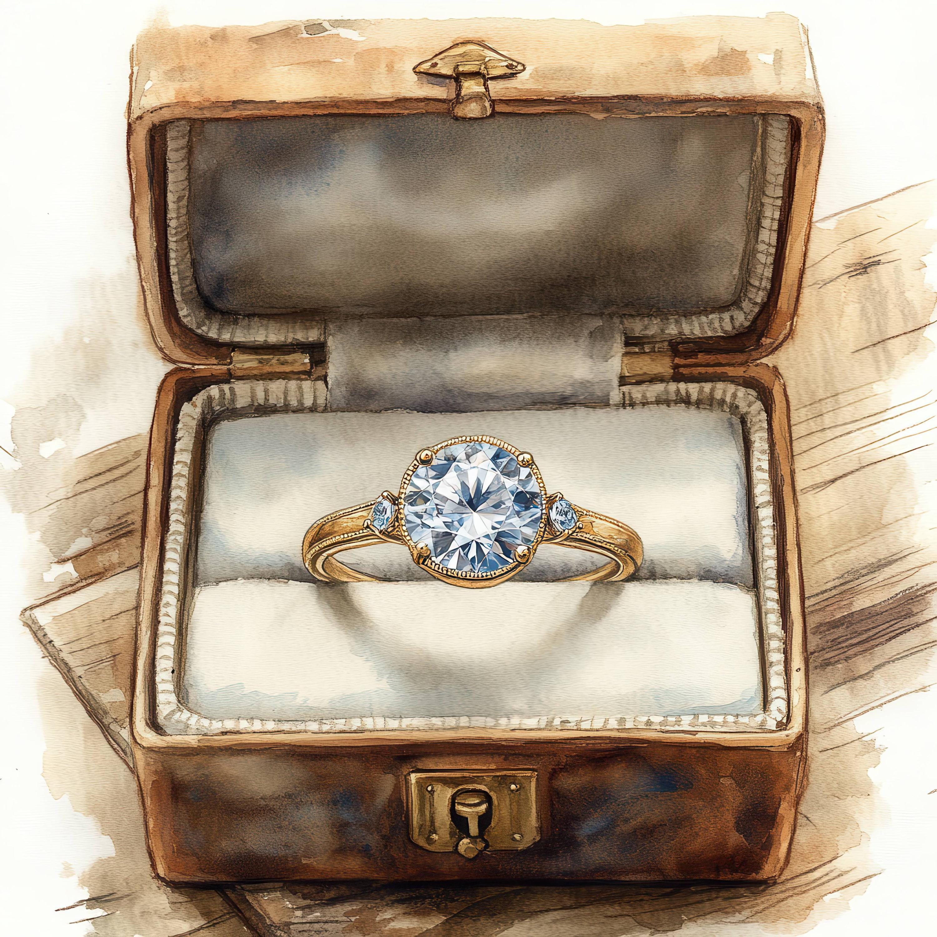 10 Engagement Ring Box Clipart, Printable Watercolor Clipart, Wedding ...