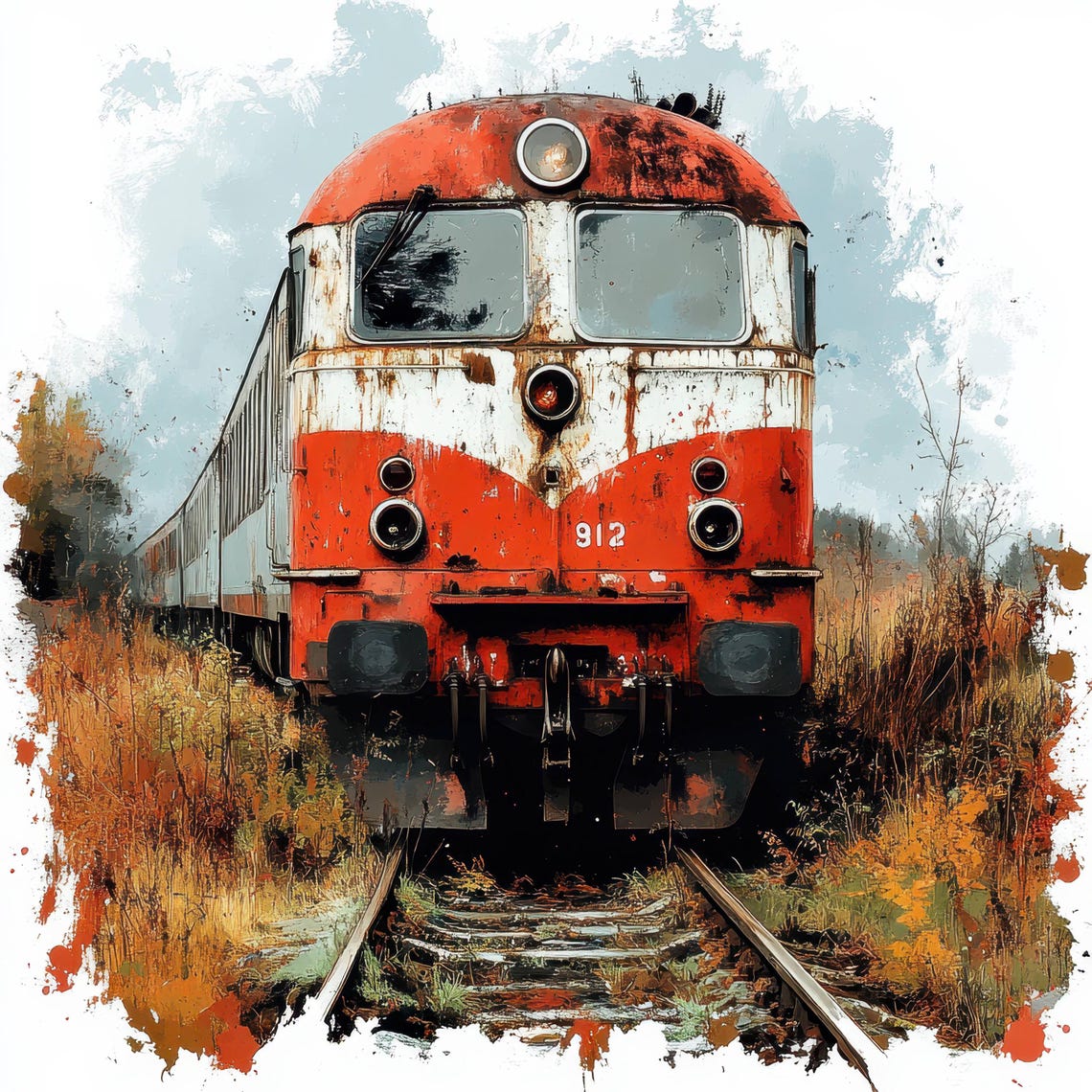 10 Abandoned Train Clipart, Scrapbooking, Junk Journal, Paper Craft ...