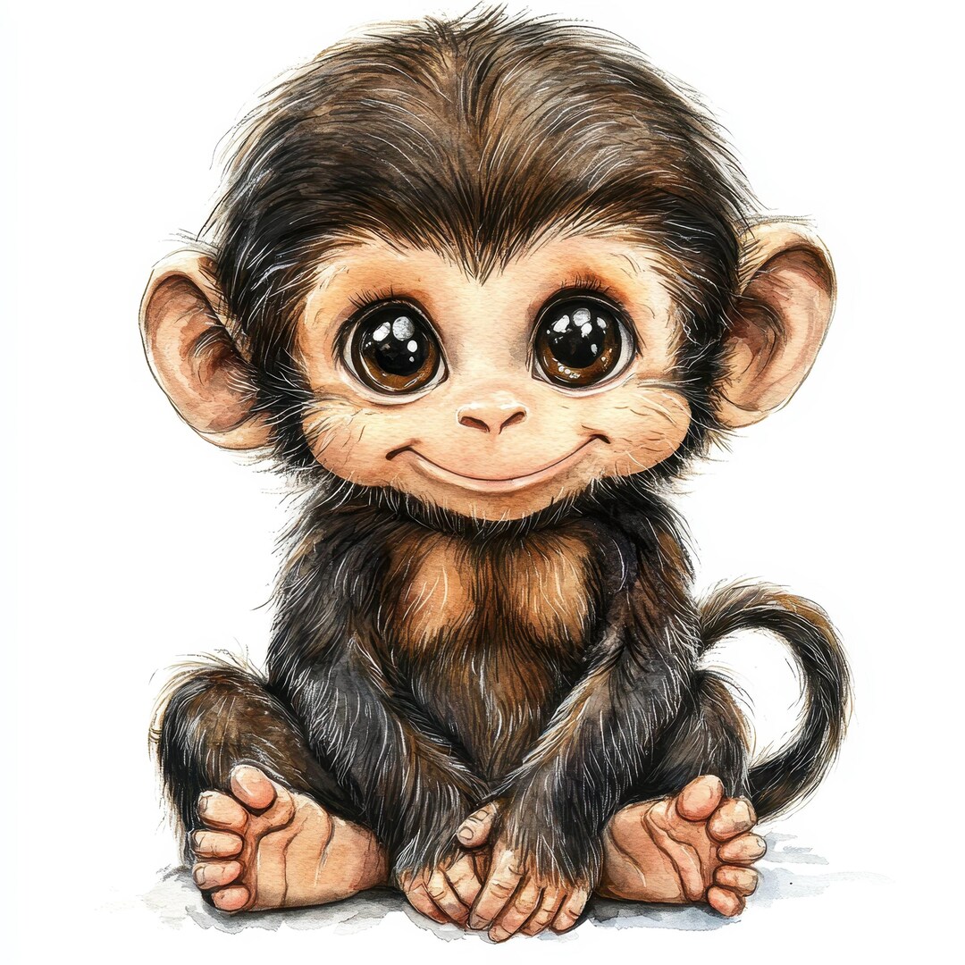 10 Monkey Clipart, 10 High Quality Jpgs, Instant Digital Download ...