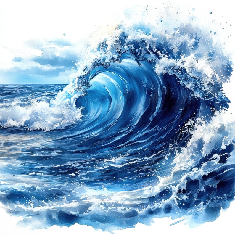 10 Ocean Waves Clipart, 10 High Quality Jpgs, Digital Download ...