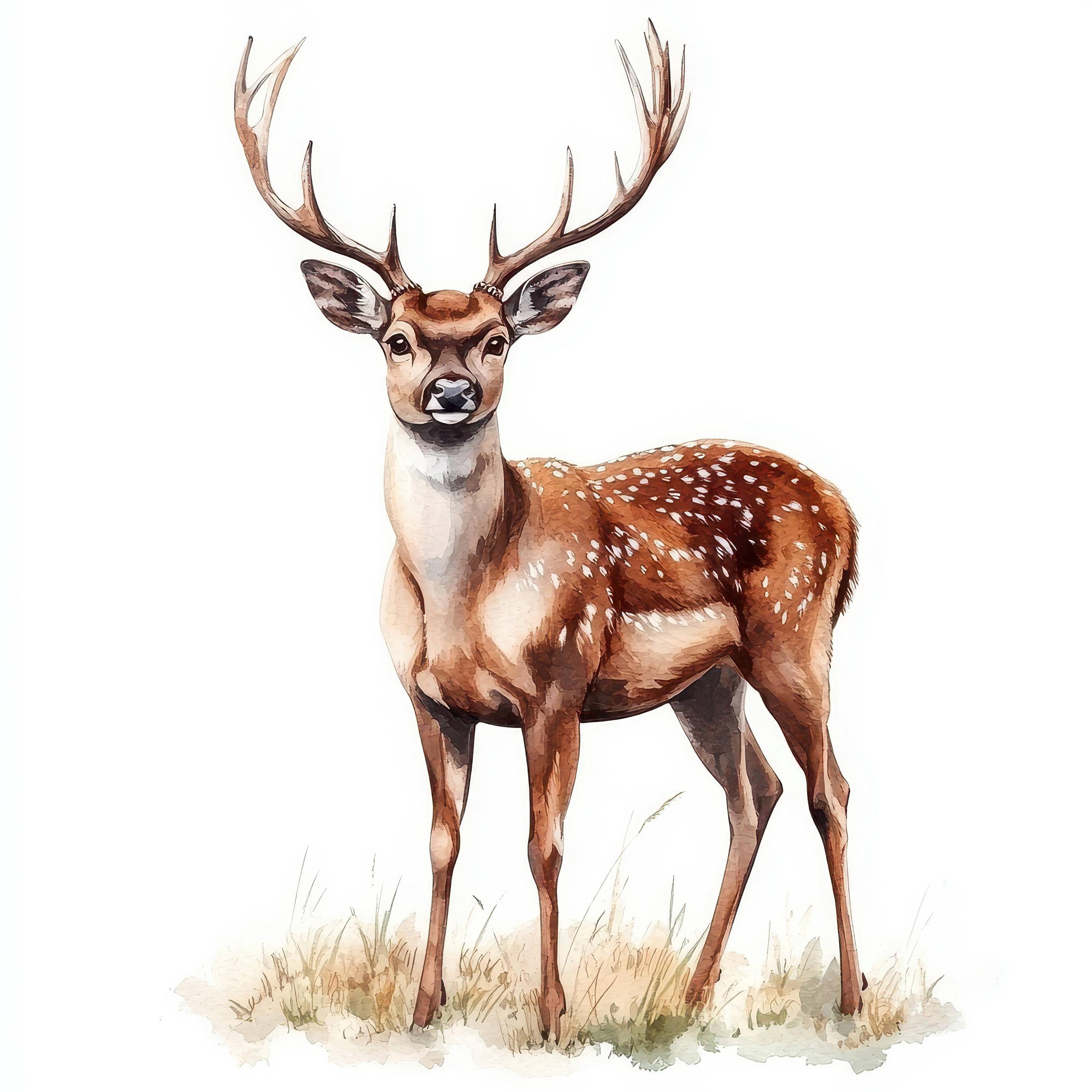 32 Reindeer Clipart, Christmas Deer Clipart, Printable Watercolor ...