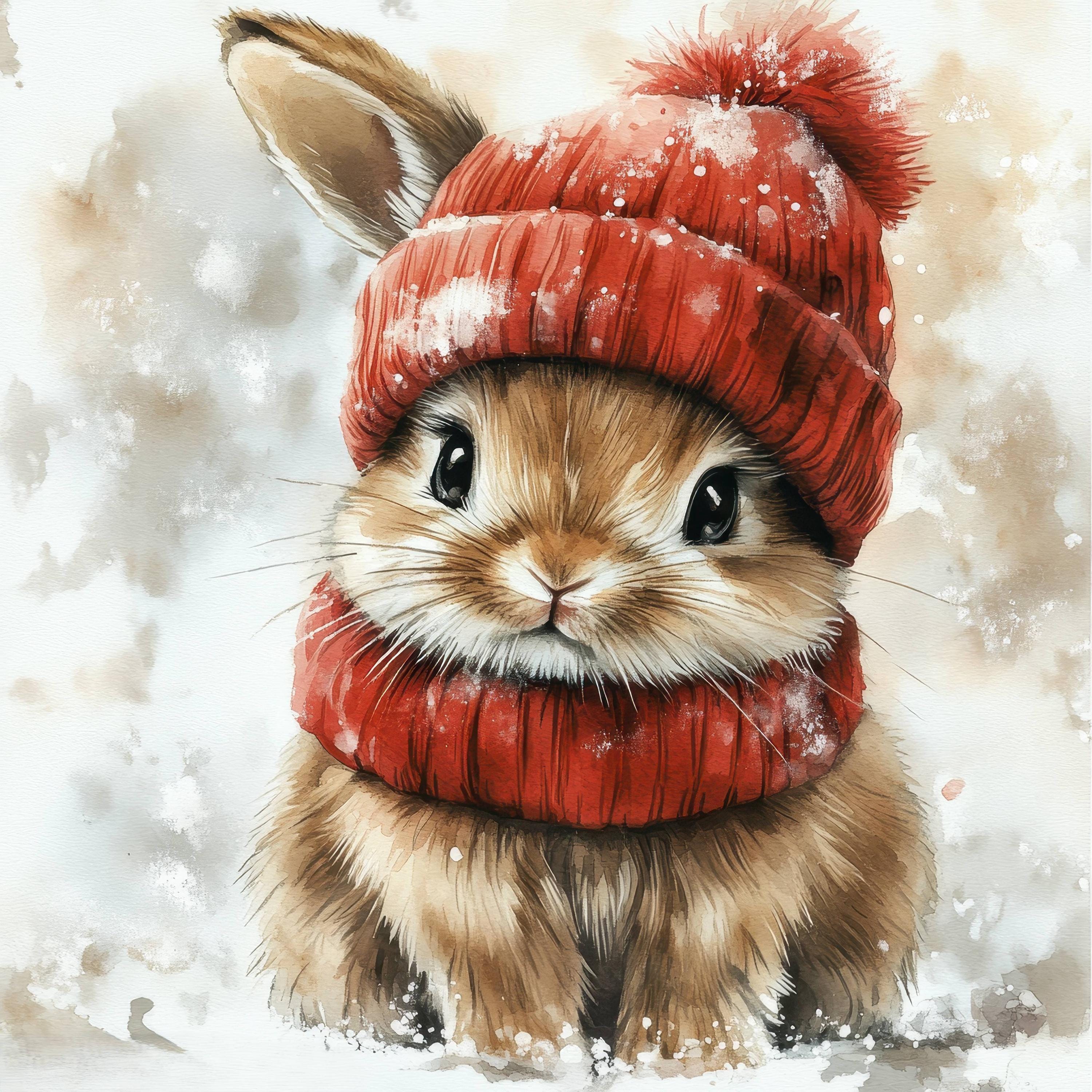 10 Fluffy Bunny Christmas Clipart, 10 High Quality Jpgs, Digital ...