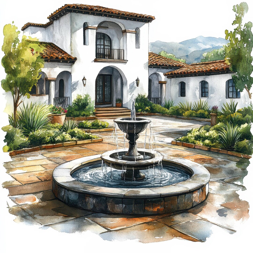 10 Cloister Fountains Clipart, 10 High Quality Jpgs, Digital Download ...