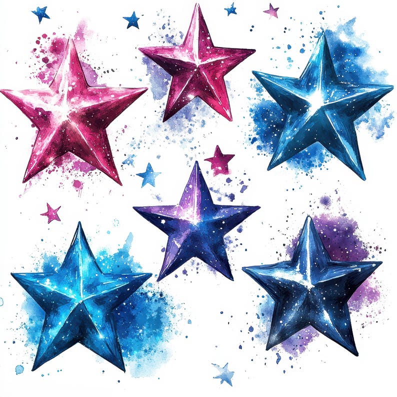 10 Star Clipart, 10 High Quality Jpgs, Nursery Art, Digital Download ...