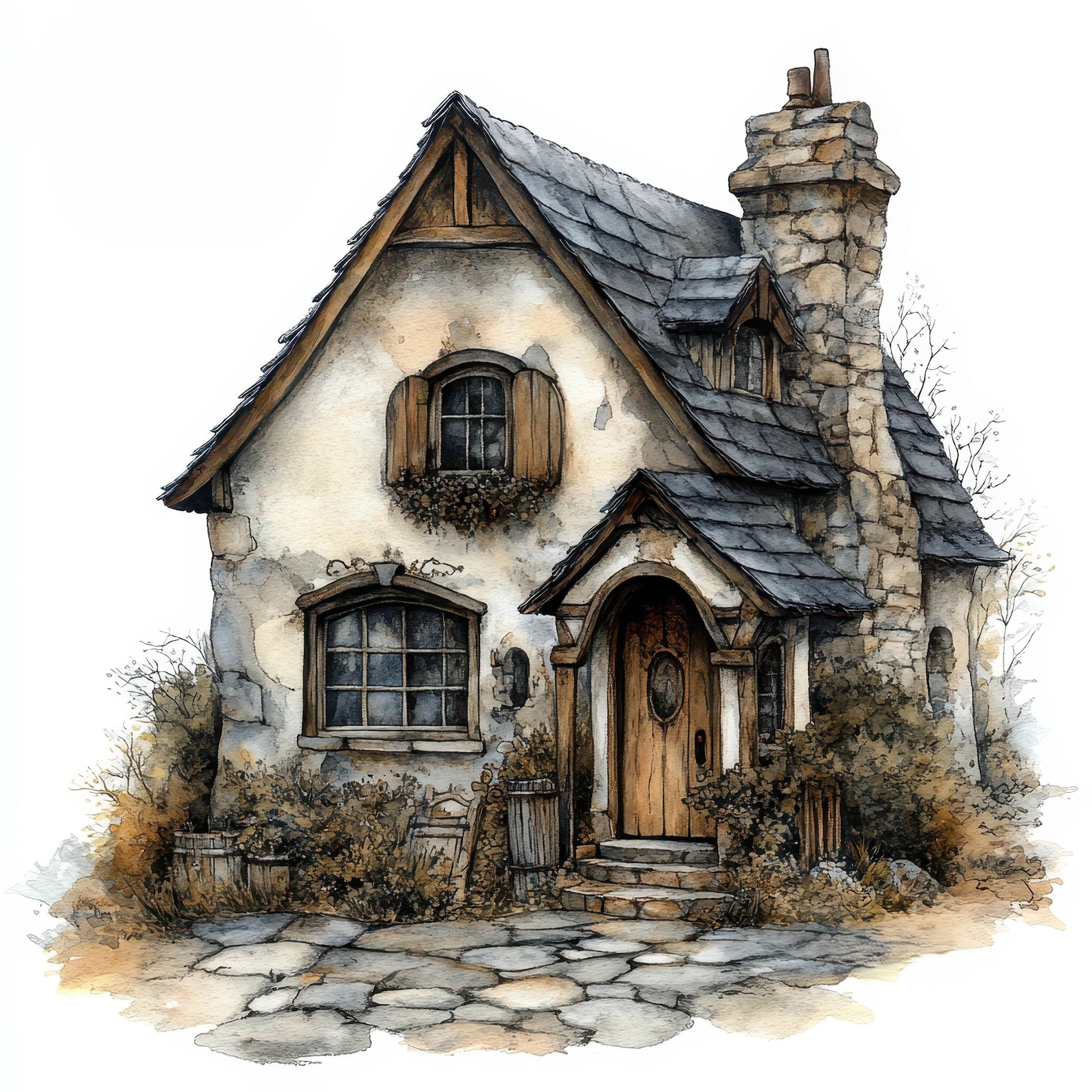 10 Stone Cottage Clipart, 10 High Quality Jpgs, Digital Download ...