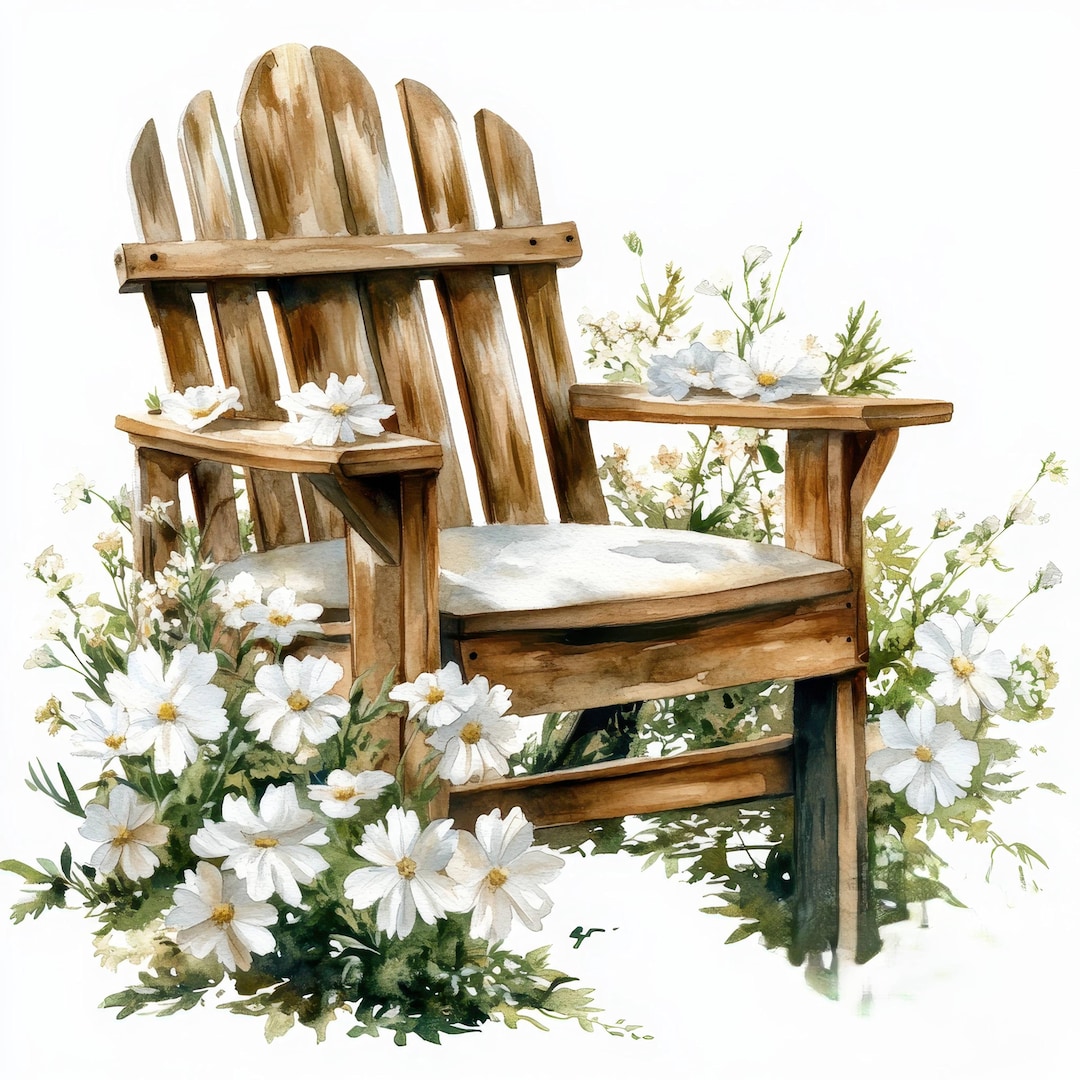 10 Garden Chair Clipart, 10 High Quality Jpgs, Digital Download, Floral ...