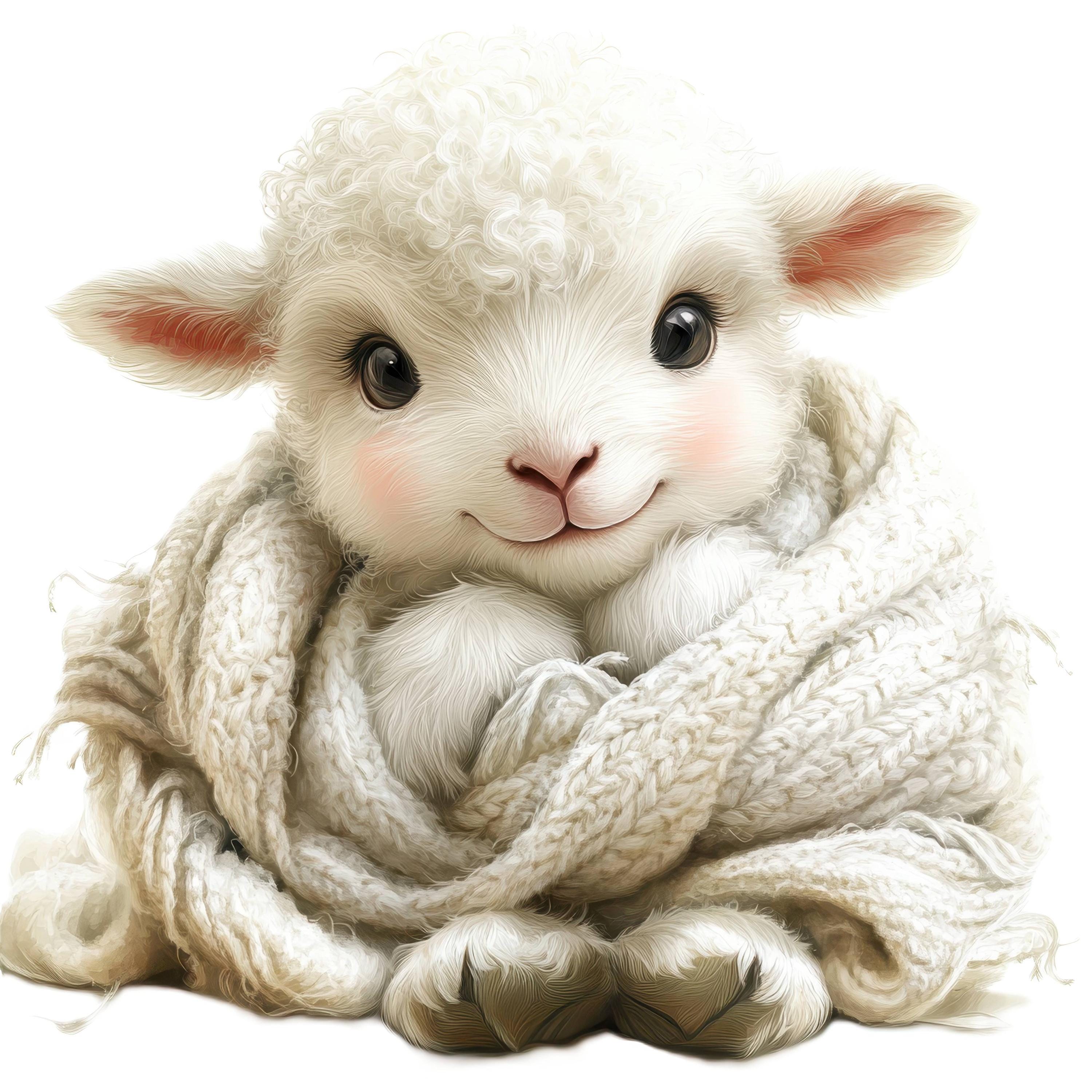 10 Cute Baby Lamb Clipart, Watercolor Sheep Clipart, Junk Journal ...