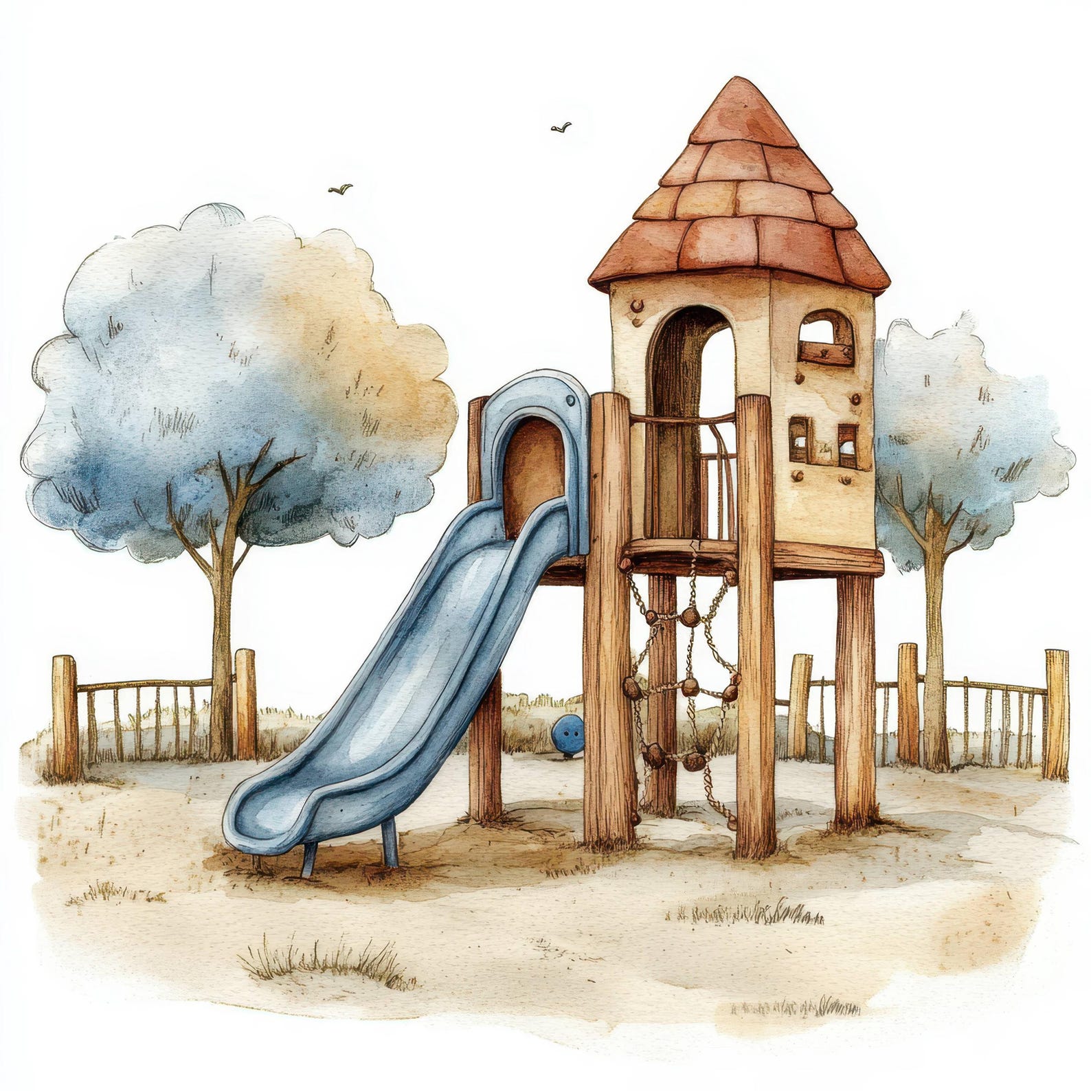 16 Playgrounds Clipart, Printable Watercolor Clipart, Digital Download ...