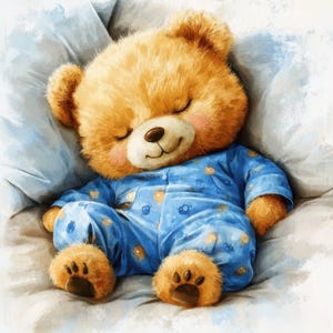 10 Sleeping Teddy Bears Clipart, 10 High Quality Jpgs, Digital Download ...