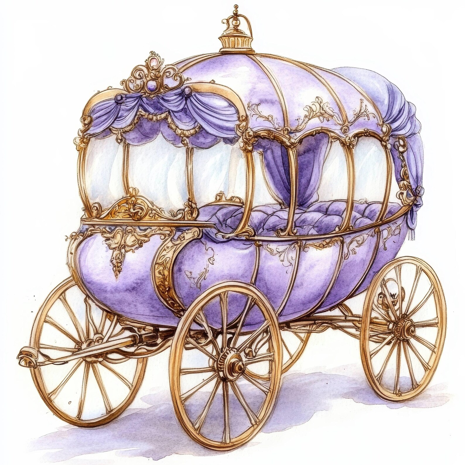 10 Fairytale Carriage Clipart, Paper Craft, Purple Princess Carriage ...