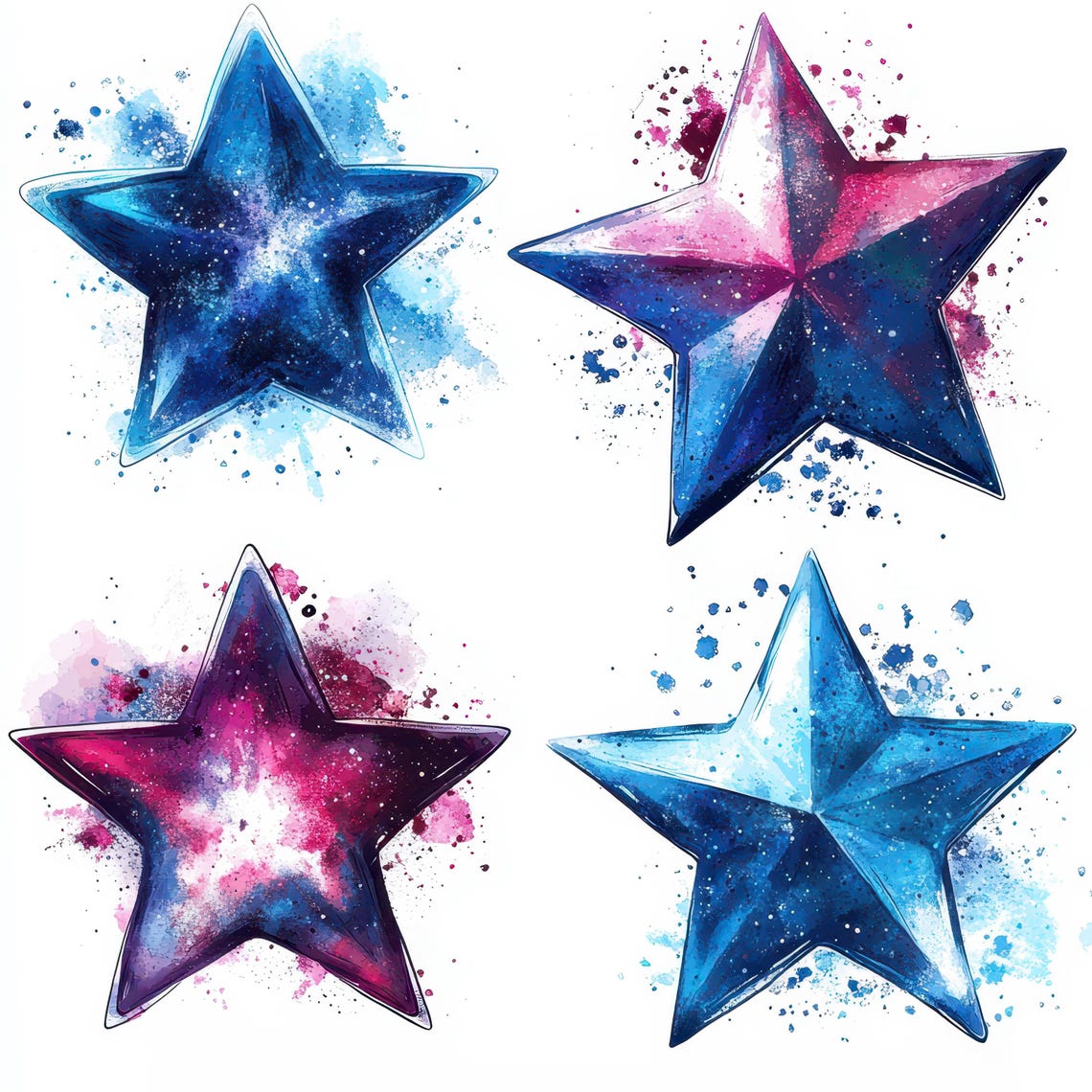 10 Star Clipart, 10 High Quality Jpgs, Nursery Art, Digital Download ...