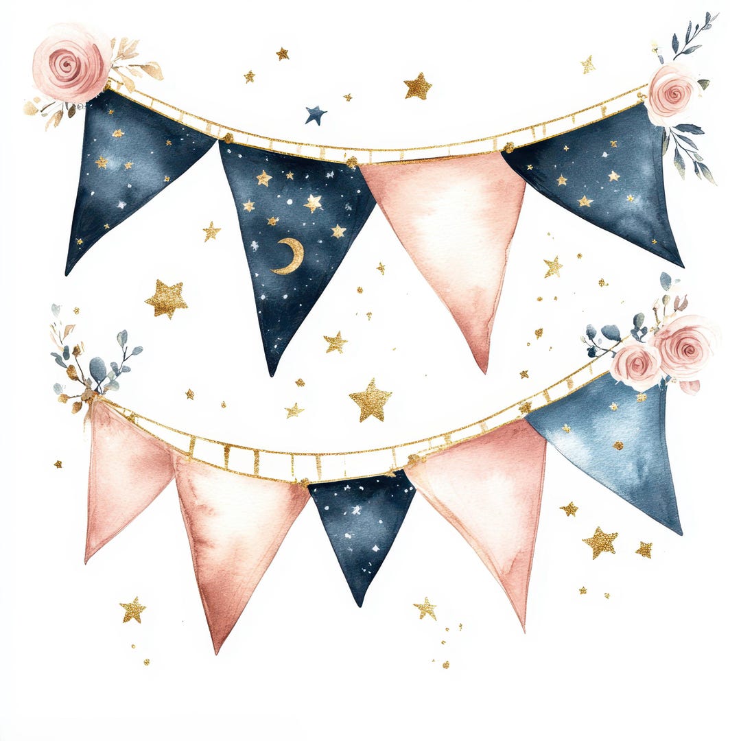 10 Party Bunting Clipart, 10 High Quality Jpgs, Digital Download ...
