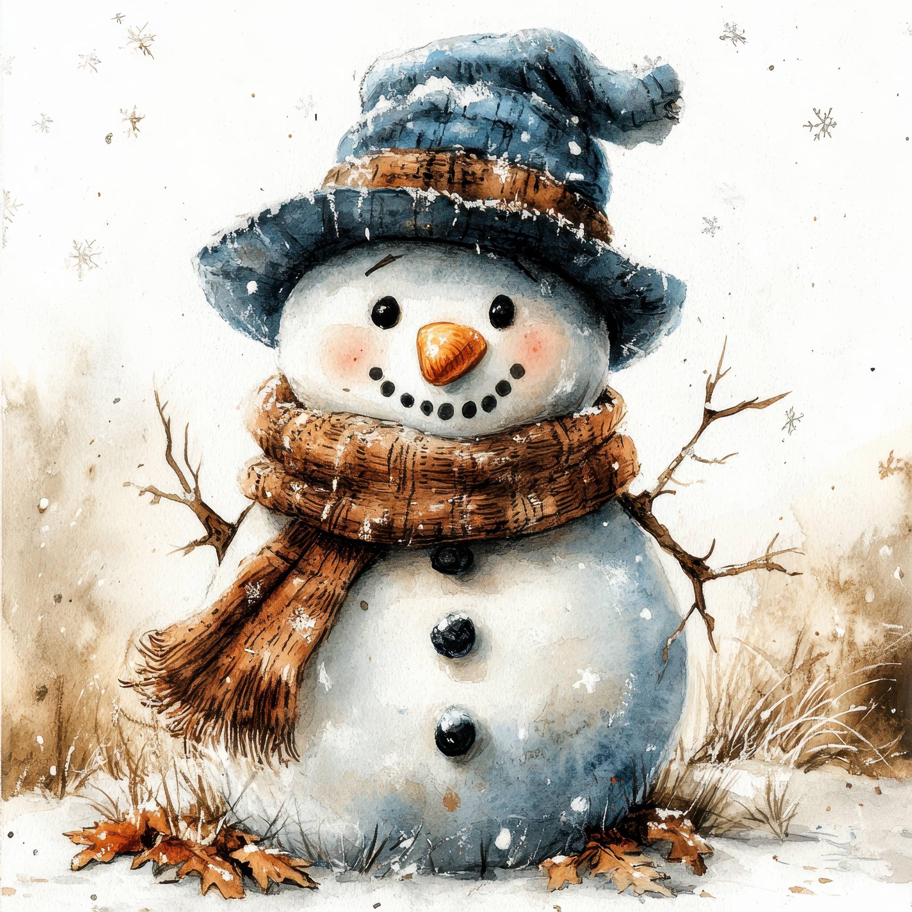 10 Snowman Clipart, Christmas Clipart, Printable Watercolor Clipart ...