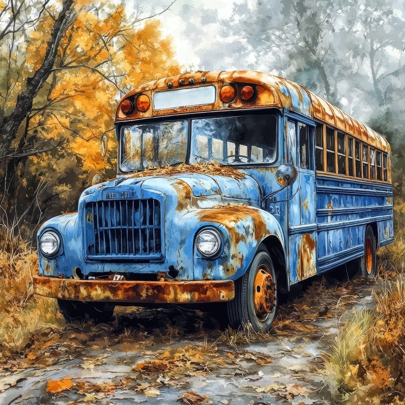 10 Abandoned Bus Clipart, Scrapbooking, Junk Journals, Digital Paper ...