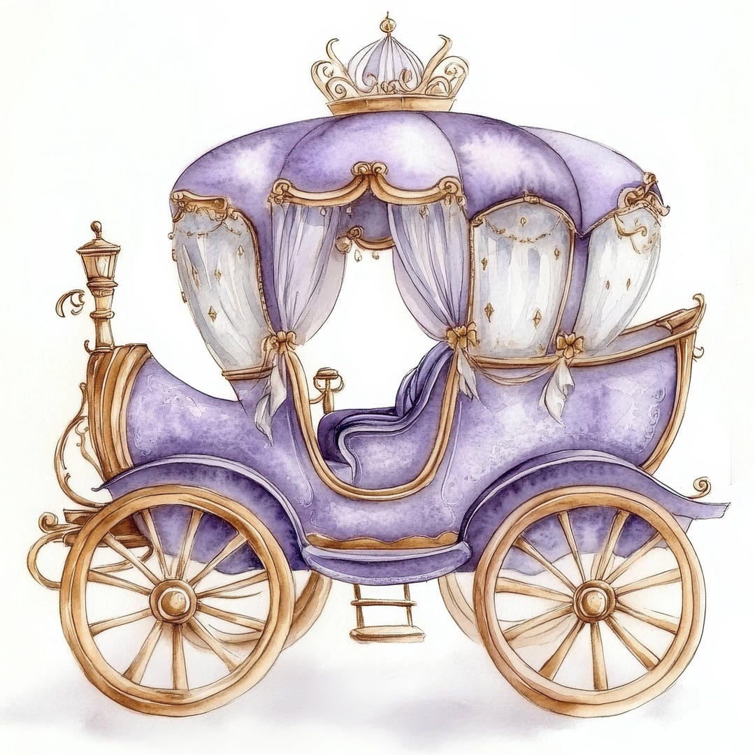10 Fairytale Carriage Clipart, Paper Craft, Purple Princess Carriage ...