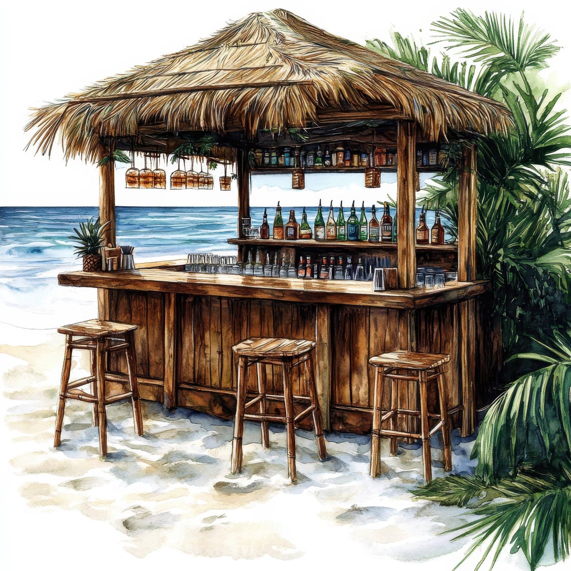 10 Tropical Bar Clipart, 10 High Quality Jpgs, Digital Download ...