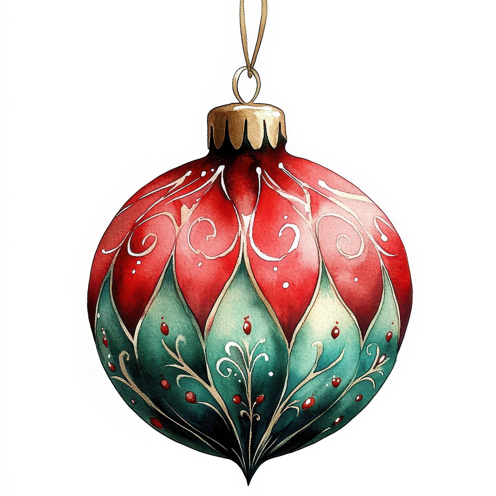 20 Christmas Bauble Clipart, Printable Watercolor Clipart, Bauble ...