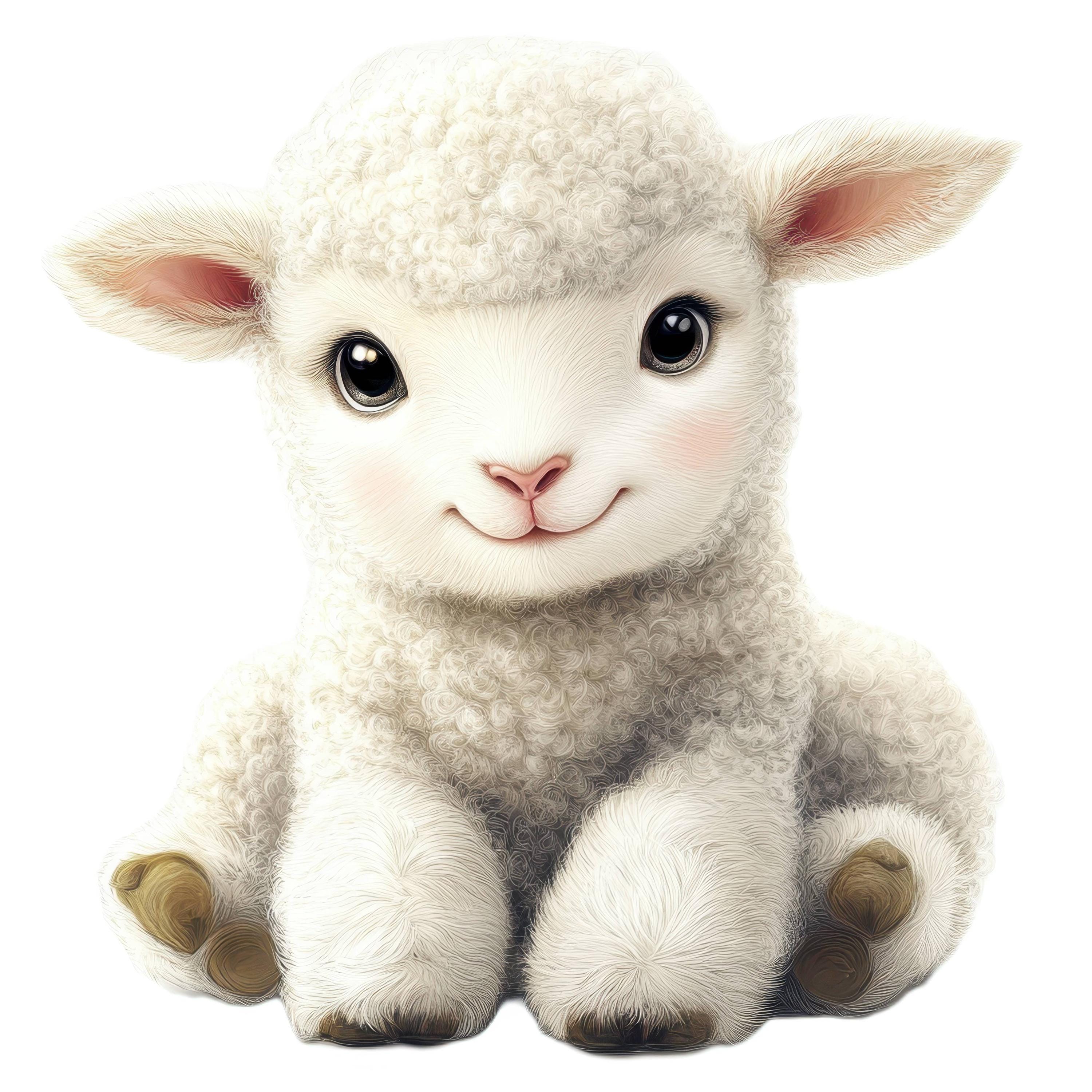 10 Cute Baby Lamb Clipart, Watercolor Sheep Clipart, Junk Journal ...