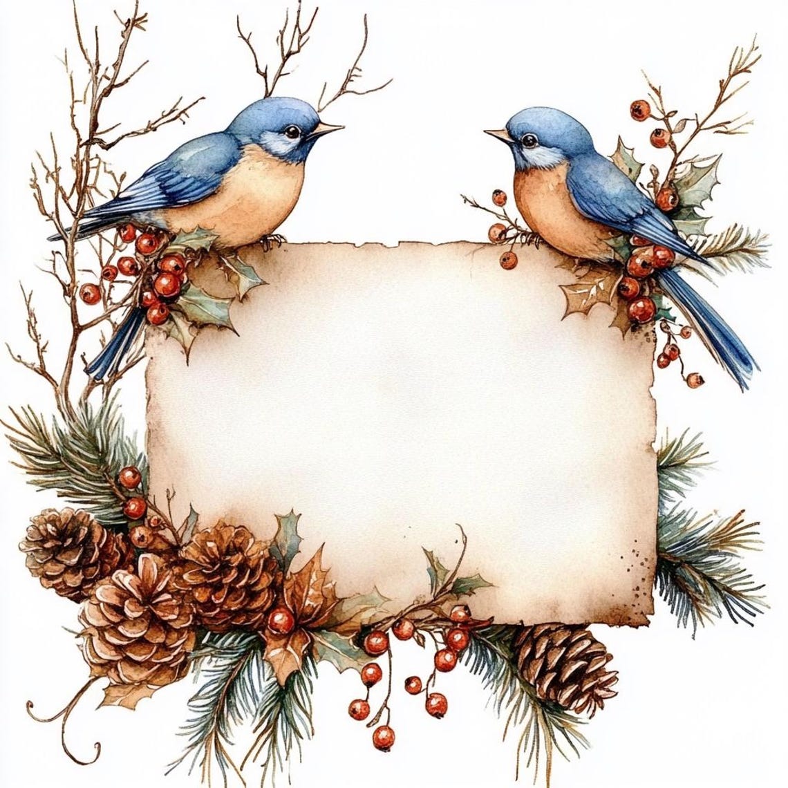 10 Christmas Envelope Clipart, Printable Watercolor Clipart, Paper ...