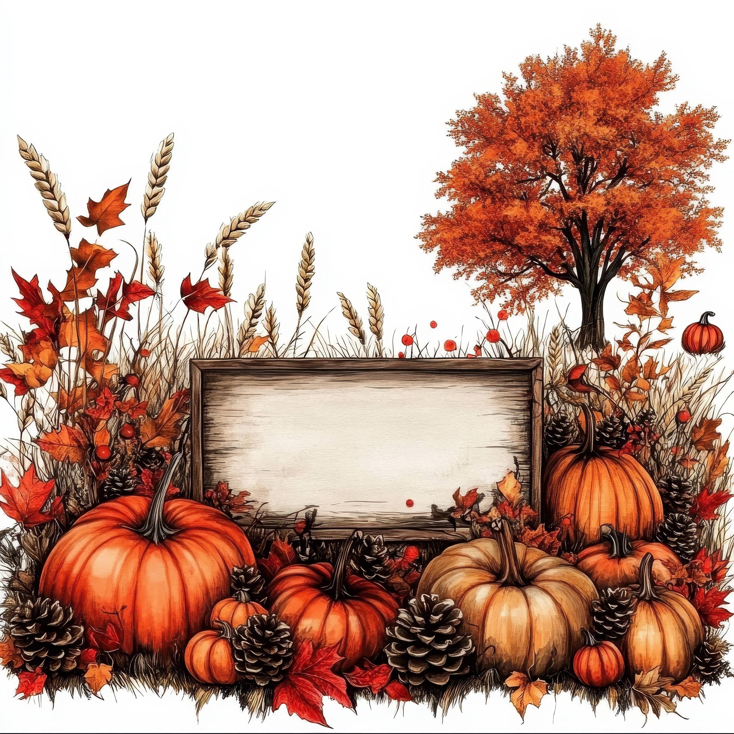 10 Fall Thanksgiving Clipart, Printable Watercolor Clipart, Junk ...