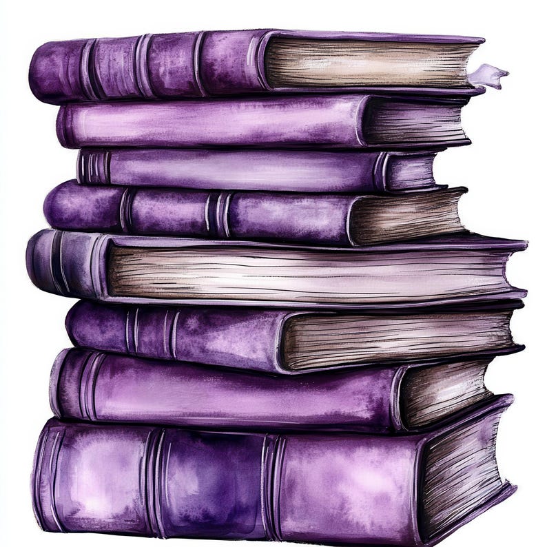 10 Stack of Purple Books Clipart, 10 High Quality Jpgs, Digital ...