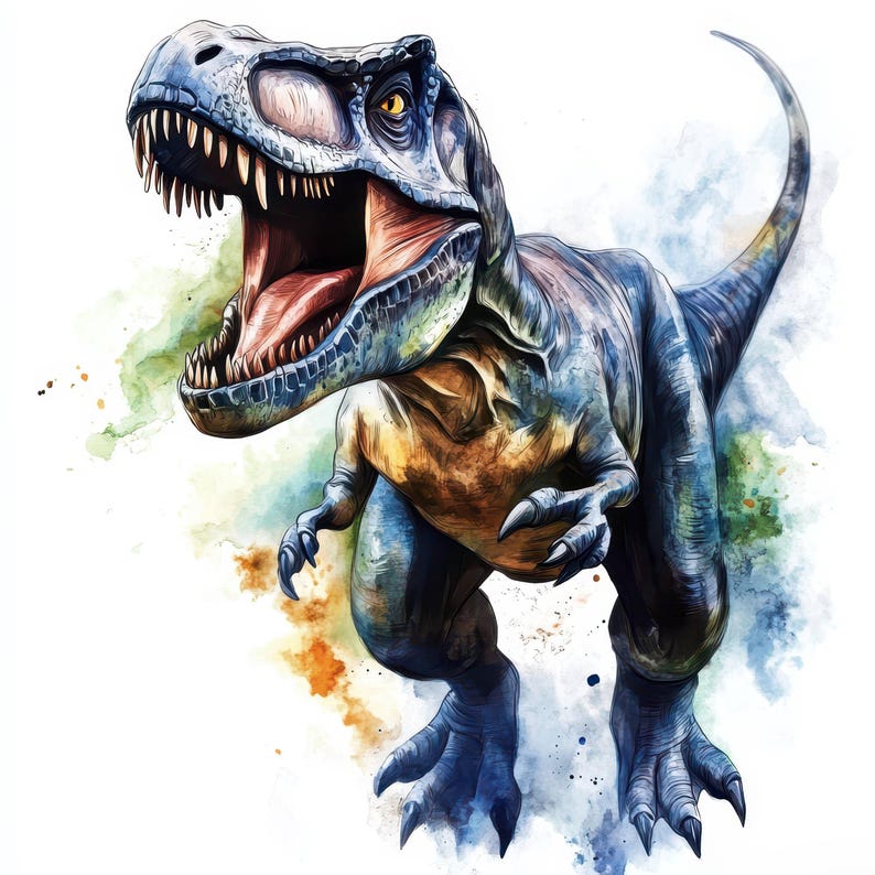 10 T Rex Clipart, Printable Watercolor Clipart, Digital Download ...