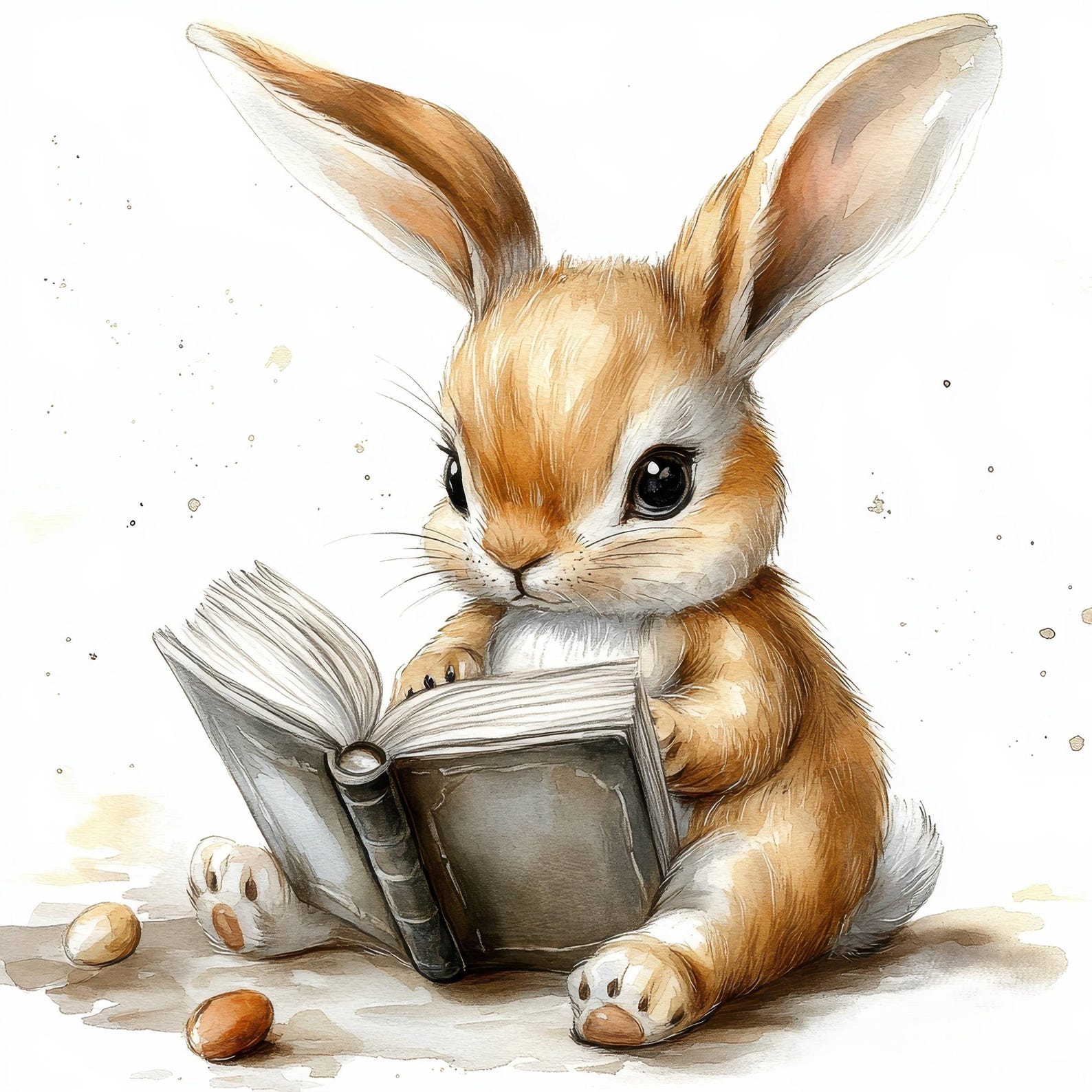 10 Bunny Reading Book Clipart, 10 High Quality Jpgs, Digital Download ...