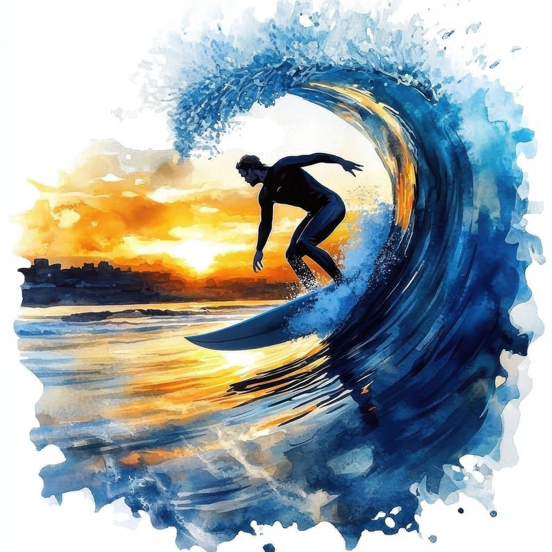 10 Surfing Clipart, Beach Clipart, Digital Download, Paper Craft ...