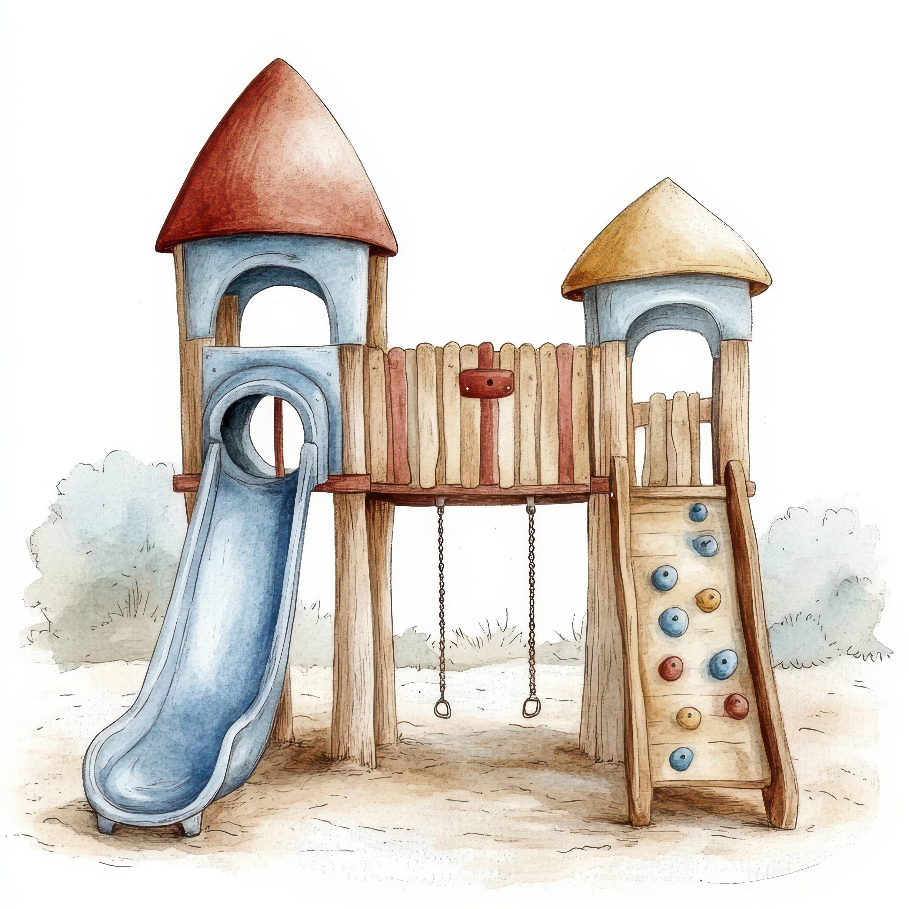 16 Playgrounds Clipart, Printable Watercolor Clipart, Digital Download ...